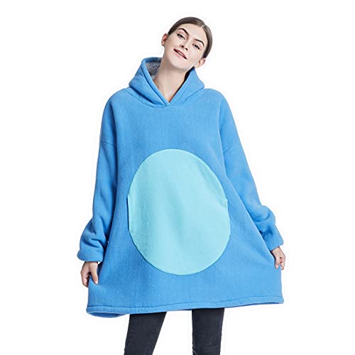 OGU' DEAL Wearable Stitch TV-Blanket Oversized Sherpa Blankets with Hood Pocket and Sleeves for Adults Men Women Teens One Size Fits All