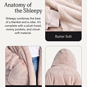 UnHide Shleepy Faux Fur Robe - Lightweight, Extra Soft, & Warm Wearable Blanket - Made From Soft Polyester Faux Fur Material - Machine Washable - Rosy Baby - Medium