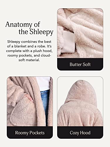 UnHide Shleepy Faux Fur Robe - Lightweight, Extra Soft, & Warm Wearable Blanket - Made From Soft Polyester Faux Fur Material - Machine Washable - Rosy Baby - Medium