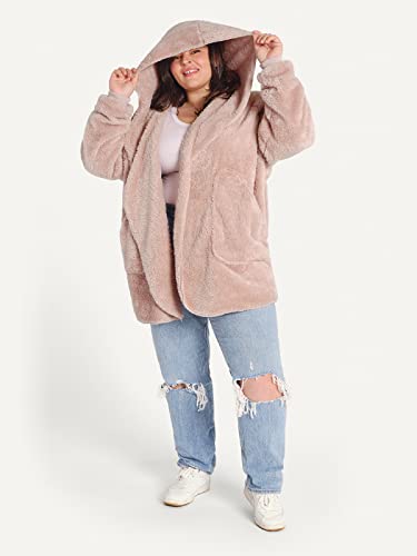 UnHide Shleepy Faux Fur Robe - Lightweight, Extra Soft, & Warm Wearable Blanket - Made From Soft Polyester Faux Fur Material - Machine Washable - Rosy Baby - Medium