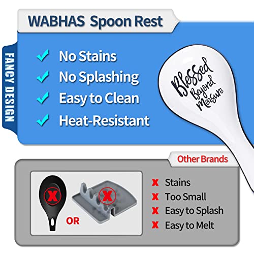 WABHAS Spoon Rest For Stove Top, White Ceramic Spoon Rest for Kitchen Counter, Spoon Holder for Stove Top, Kitchen Decor, Ladle Holder for Countertop