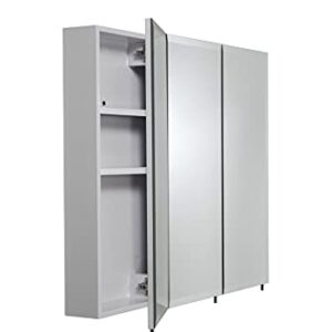 Croydex Texoma Tri-View, Surface Mount Medicine Cabinet, 36W x 30H, White Steel