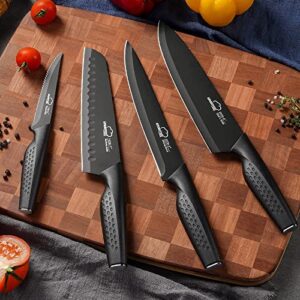 Knife Set, 15 Pieces Kitchen Knife Set with Built in Knife Sharpener Block, Dishwasher Safe, German Stainless Steel Knife Block Set, Elegant Black