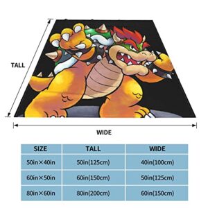 ERTER Boutique Throw Blanket -Bowser (Ssb4 Pose) Super Soft Fleece Throw Blankets,Fuzzy Plush Blanket Oversized,Thin Lightweight Blanket for All Season 60x50inch , Black