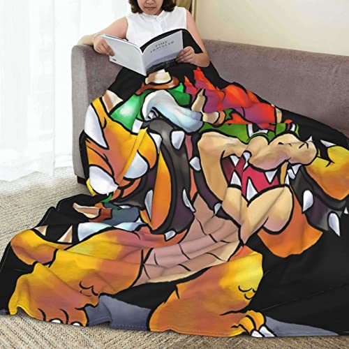 ERTER Boutique Throw Blanket -Bowser (Ssb4 Pose) Super Soft Fleece Throw Blankets,Fuzzy Plush Blanket Oversized,Thin Lightweight Blanket for All Season 60x50inch , Black