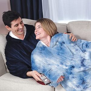 Ontel Huggle Hoodie Ultra Plush Blanket, Blue Tie-Dye