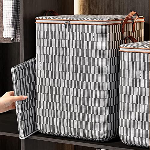 JIAJO Clothes Storage Bag with Dual-Zipper, 100-180L Exquisite Plaid Capacity Cylindrical Wardrobe Sorting Storage Box, Portable Storage Bag Winter Cup Storage Box (180L Capacity)