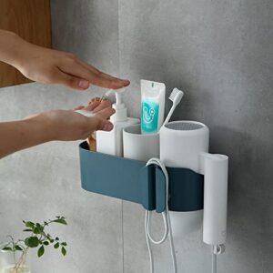 Multifunctional Hair Dryer Bathroom Toilet Toilet Storage Rack Hanger Hair Dryer Shelf Hair Dryer Rack (Blue)