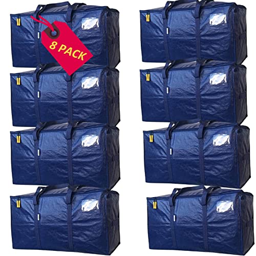 AlexHome Easy Moving Bags Heavy Duty,8 Pack,Zip Top,Surround Handles.