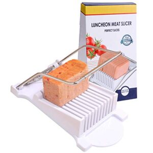 nvted luncheon meat slicer, boiled egg fruit soft cheese slicer cutter, stainless steel wires, cuts 10 slices (white)