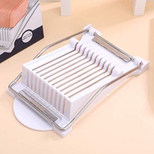 NVTED Luncheon Meat Slicer, Boiled Egg Fruit Soft Cheese Slicer Cutter, Stainless Steel Wires, Cuts 10 Slices (White)