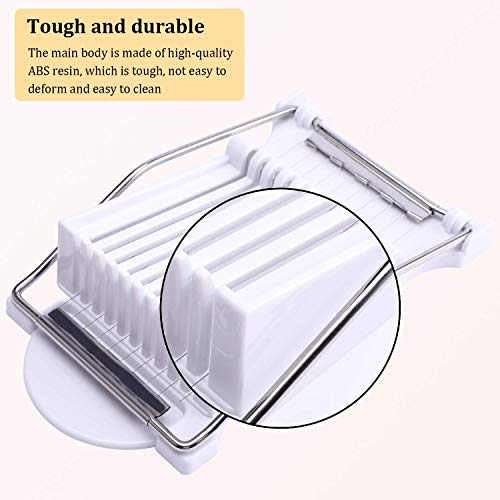 NVTED Luncheon Meat Slicer, Boiled Egg Fruit Soft Cheese Slicer Cutter, Stainless Steel Wires, Cuts 10 Slices (White)