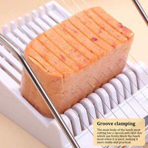 NVTED Luncheon Meat Slicer, Boiled Egg Fruit Soft Cheese Slicer Cutter, Stainless Steel Wires, Cuts 10 Slices (White)