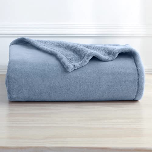 berkshire Eco VelvetLoft Throw Blanket,Velvety Soft Throw Blanket,Flannel Fleece Throw Blanket,Soft and Warm Plush,300GSM Lightweight Throw Blanket(Polar Blue,60x70 inches)