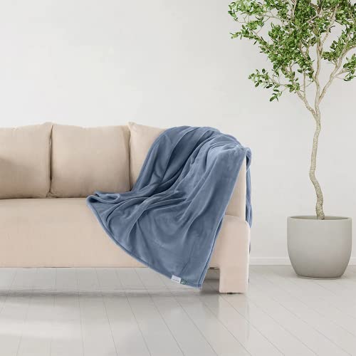 berkshire Eco VelvetLoft Throw Blanket,Velvety Soft Throw Blanket,Flannel Fleece Throw Blanket,Soft and Warm Plush,300GSM Lightweight Throw Blanket(Polar Blue,60x70 inches)