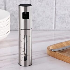 A&J Essentials Oil Sprayer for cooking- 100mL stainless steel, modern, durable, sleek design - Baking, Salad, Grilling, BBQ, Roasting - Oil dispenser is compatible with various cooking oils & juices