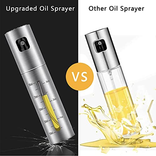 A&J Essentials Oil Sprayer for cooking- 100mL stainless steel, modern, durable, sleek design - Baking, Salad, Grilling, BBQ, Roasting - Oil dispenser is compatible with various cooking oils & juices