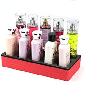 Polar Whale Lotion and Body Spray Stand Organizer Tray Red Black Durable Foam Washable Waterproof Insert for Home Bathroom Bedroom Office 12 x 6 x 2 Inches 10 Slots