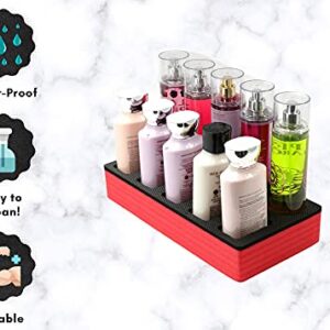 Polar Whale Lotion and Body Spray Stand Organizer Tray Red Black Durable Foam Washable Waterproof Insert for Home Bathroom Bedroom Office 12 x 6 x 2 Inches 10 Slots