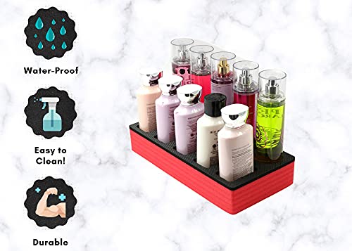 Polar Whale Lotion and Body Spray Stand Organizer Tray Red Black Durable Foam Washable Waterproof Insert for Home Bathroom Bedroom Office 12 x 6 x 2 Inches 10 Slots