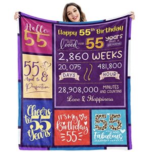 55 birthday decorations for women men, 55th birthday gifts for men women, womens birthday gifts, happy birthday gifts for women, birthday gifts for mom, wife, sister warm throw custom blanket