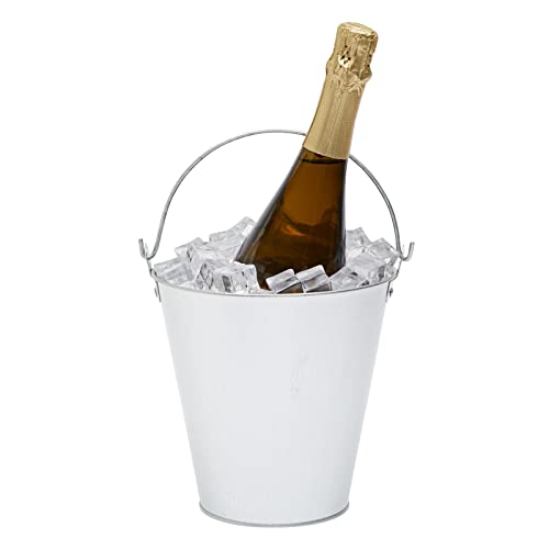 Juvale 6-Pack Large Galvanized Ice Buckets for Parties, 7-Inch Tall Metal Ice Pails with Handles for Champagne, Beer, Wine, Sports Drinks, Water, Table Centerpieces (100 oz Capacity)