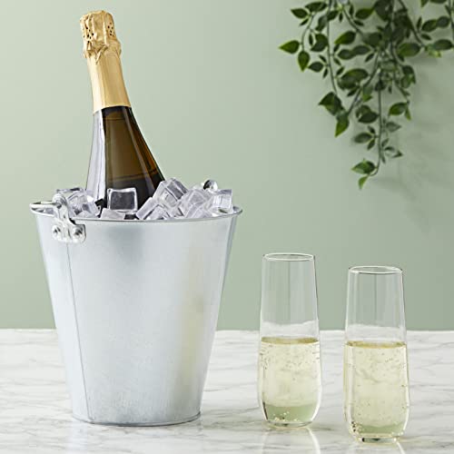 Juvale 6-Pack Large Galvanized Ice Buckets for Parties, 7-Inch Tall Metal Ice Pails with Handles for Champagne, Beer, Wine, Sports Drinks, Water, Table Centerpieces (100 oz Capacity)