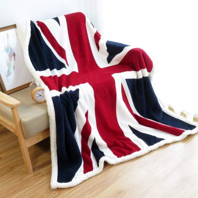 USTIDE Sherpa Throw Blanket Union Jack Blanket 51"x63", Super Soft Fleece Blankets Super Comfy Blanket Comfort Comfy Flannel Blanket Throws for Bed/Couch/Sofa/Office/Camping Caring Gift Blanket