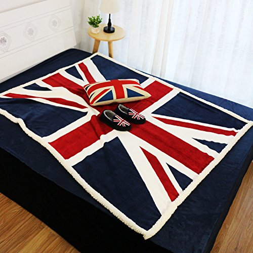 USTIDE Sherpa Throw Blanket Union Jack Blanket 51"x63", Super Soft Fleece Blankets Super Comfy Blanket Comfort Comfy Flannel Blanket Throws for Bed/Couch/Sofa/Office/Camping Caring Gift Blanket