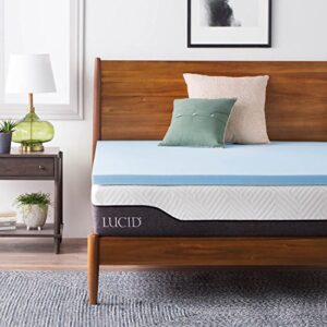 LUCID 2-Inch Ventilated Gel Infused Memory Foam Mattress Topper - Queen & Premium Hypoallergenic 100% Waterproof Mattress Protector - Universal Fit, Cotton Terry Top, Queen