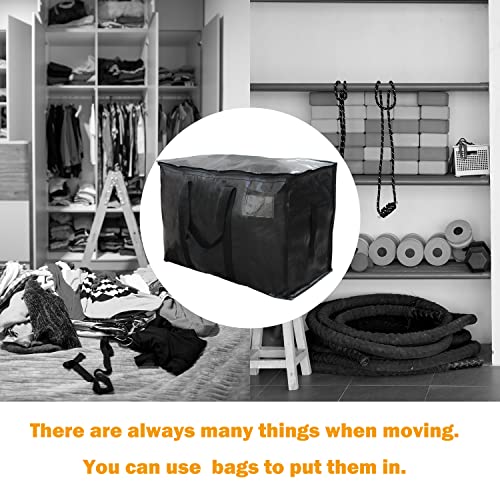 CUXFLS Moving Bags Heavy Duty Extra Large Stroage Bags with Strong Zippers and Handles for Moving Supplies, Foldable Heavy-Duty Storage Bags Storage for Space Saving, Alternative to Moving Boxes（Black - L - Set of 4）