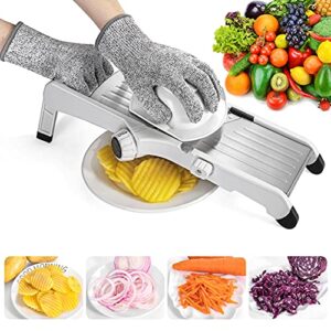 vekaya professional mandoline slicer for kitchen with waffle fry cutter, julienne & 0-9mm slice | vegetable mandolin slicer for food potato onion with bonus cut resistant gloves and food safety holder