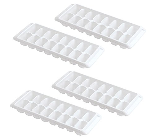 Kitch Easy Release White Ice Cube Tray, 16 Cube Trays (Pack of 4) (4 Pack - 64 Cubes)