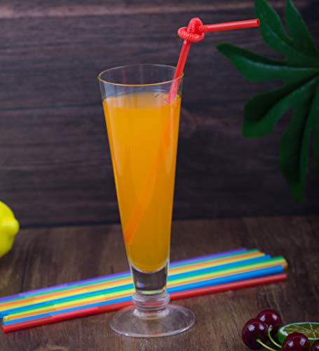 [Individually Wrapped] 300 Pcs Colorful Flexible Plastic Straws, Disposable Bendy Straws, 10.2" Long and 0.23'' Diameter, BPA-Free