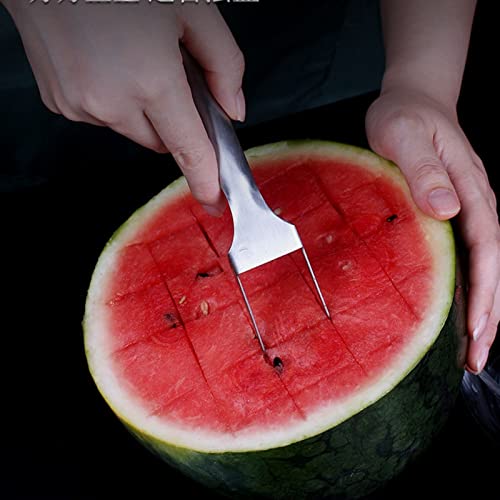 2PCS Watermelon Fork Slicer Cutter, Dual Head Stainless Steel Fruit Forks Slicer Knife for Family Parties Camping