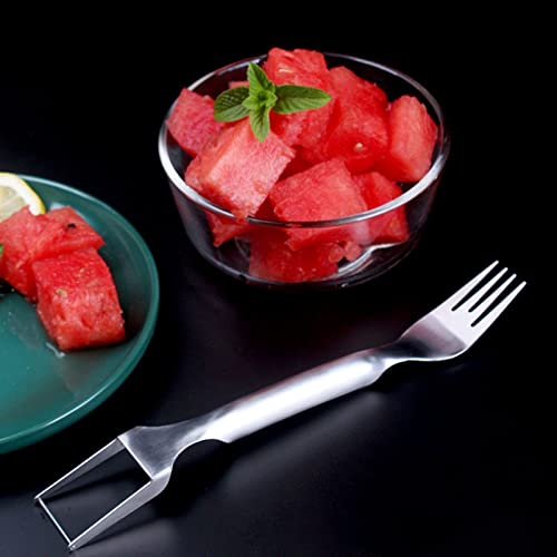 2PCS Watermelon Fork Slicer Cutter, Dual Head Stainless Steel Fruit Forks Slicer Knife for Family Parties Camping