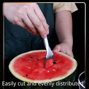 2PCS Watermelon Fork Slicer Cutter, Dual Head Stainless Steel Fruit Forks Slicer Knife for Family Parties Camping