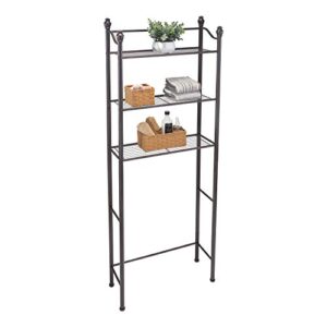 HJASBBJJH Above Toilet Shelf Organizer Unit, Space Saver Toilet Shelf, 3 Tier Metal Space Saver, Oil impregnated Bronze