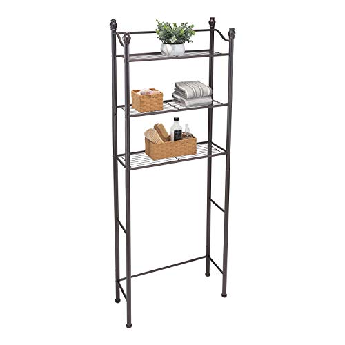 HJASBBJJH Above Toilet Shelf Organizer Unit, Space Saver Toilet Shelf, 3 Tier Metal Space Saver, Oil impregnated Bronze