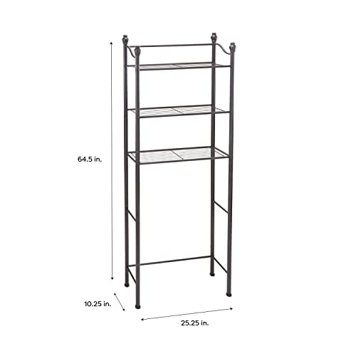 HJASBBJJH Above Toilet Shelf Organizer Unit, Space Saver Toilet Shelf, 3 Tier Metal Space Saver, Oil impregnated Bronze