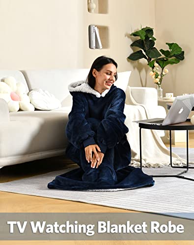 ZAKUN Oversized Wearable Blanket Hoodie,Unisex Thick Long Blanket Hoodie for Women,Cozy Giant Fleece Lounging Hoodie Blanket