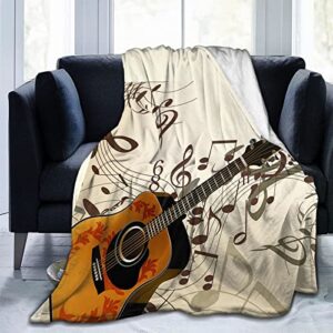 auhomea vintage music notes guitar throw blanket lightweight flannel fleece blankets warm and cozy throws for winter bedding and couch 40"x50" inches for kids adults