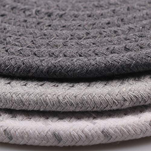 5-Pcs Trivet Pot Holder: Round Woven Potholders Set - 100% Cotton Braided Hot Pads - Coasters - Table Mats for Cooking and Baking One 11.8 Inch and Four 7 Inch