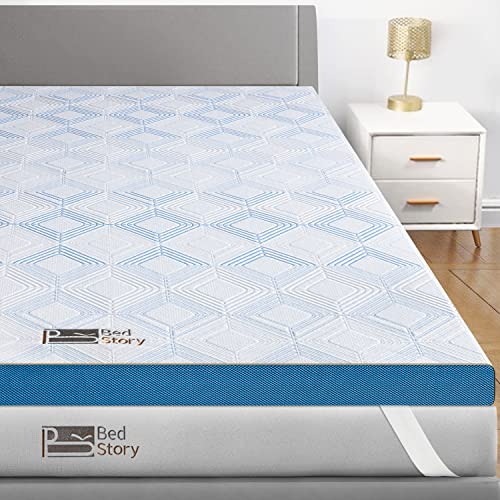 BedStory 2 Inch King Size Memory Foam Mattress Topper, Ventilated Bed Topper with Removable Cover, Soft Foam Mattress Topper, CertiPUR-US Certified