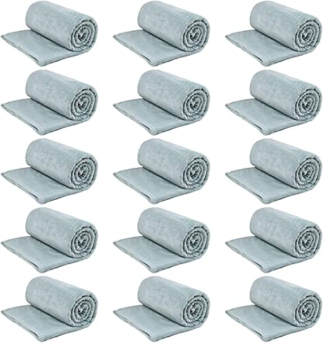 EIUE 15 Pack of Bulk Fleece Throw Blankets,Wholesale Ultra Soft Cozy Blanket for Home Decor,Wedding Favors and Charitable Donation