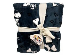 berkshire home & blanket co. peanuts gang snoopy happy dance velvet soft throw blanket | 50" x 70" - blue gray