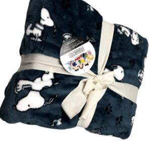 Berkshire Home & Blanket Co. Peanuts Gang Snoopy Happy Dance Velvet Soft Throw Blanket | 50" x 70" - Blue Gray