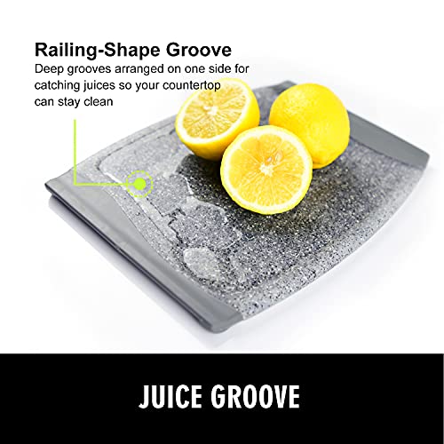 Small Plastic Cutting Board, 7.48" Mini Cutting Board for Small Kitchen Task, Non Slip Cutting Board, Unique Design with Multiple Juice Grooves! BPA Free, Dishwasher Safe, Easy Grip Handle (Grey)