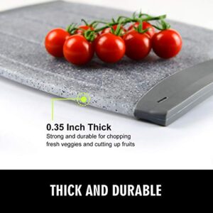 Small Plastic Cutting Board, 7.48" Mini Cutting Board for Small Kitchen Task, Non Slip Cutting Board, Unique Design with Multiple Juice Grooves! BPA Free, Dishwasher Safe, Easy Grip Handle (Grey)