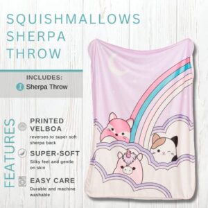 Franco Squishmallows Soft Premium Plush Sherpa Blanket Throw, 46 in x 60 in, (Official Squishmallows Product)